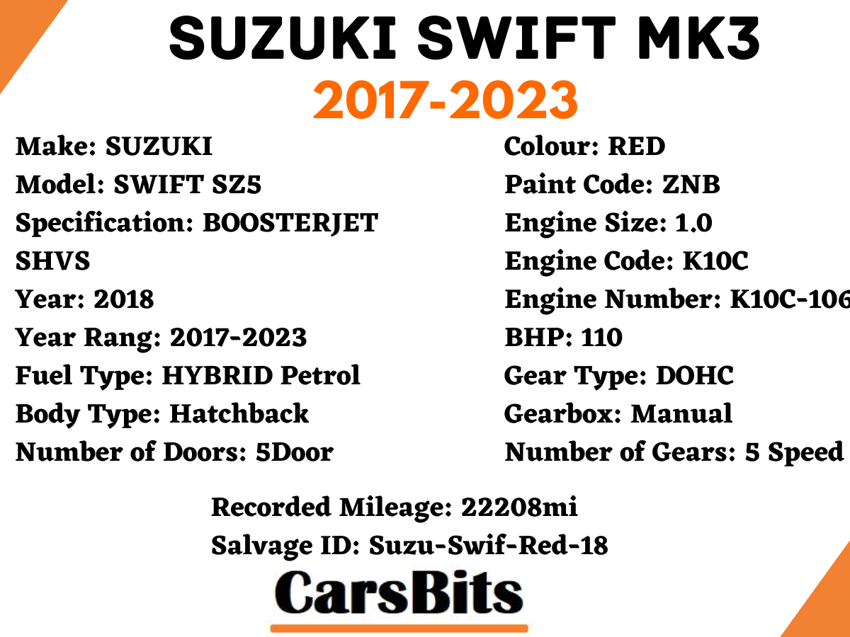 Suzuki Swift MK3 17-23 1.0 Hybrid Petrol Tailgate Rear Lock Latch ...