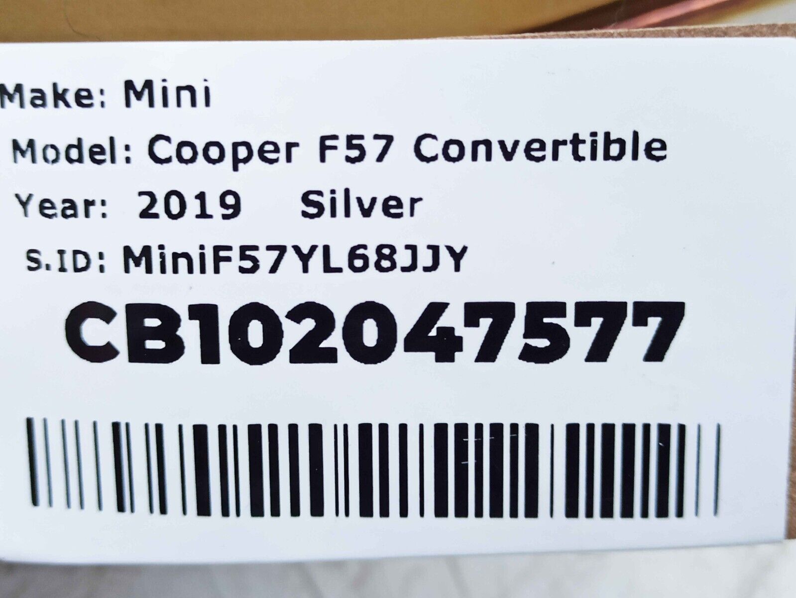 Mini Cooper F57 2019-2023 Convertible Rear Lower Bench Seats 2599582