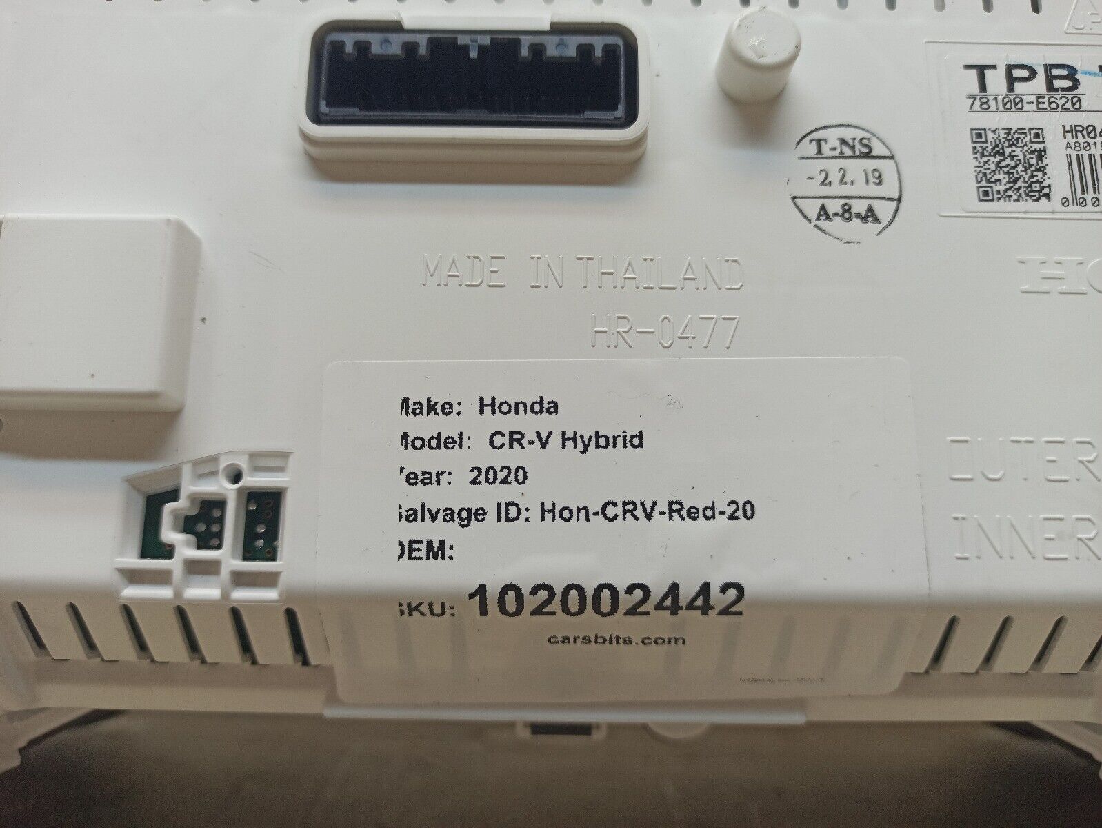 Honda CRV 2019-2021 Hybrid Instrument Cluster Speedometer 78100-E620